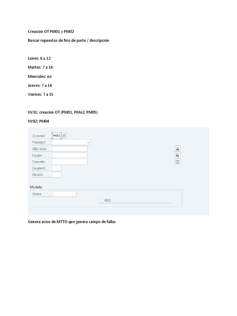 Creacion OT PM01 y PM02 - Curso SAP | PDF
