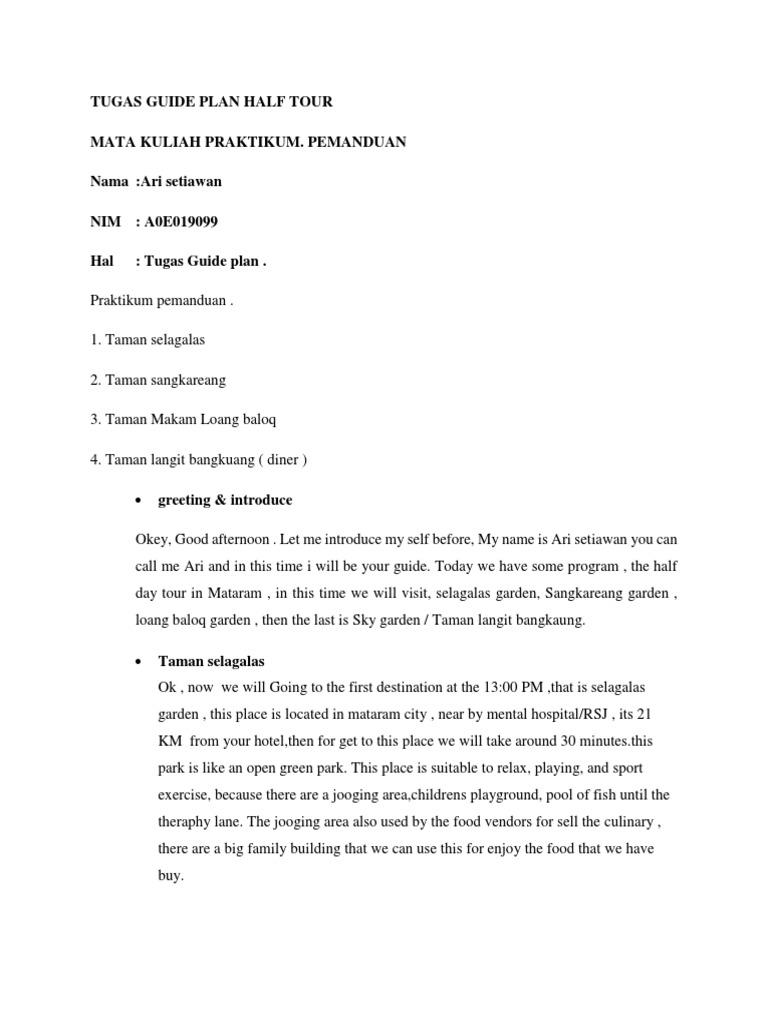 Ari Setiawan - Guide Plan | PDF