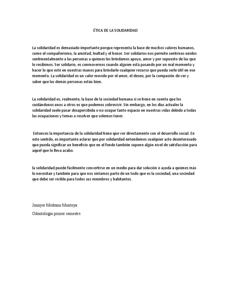 Ética de La Solidaridad | PDF | Crecimiento personal y profesional ...