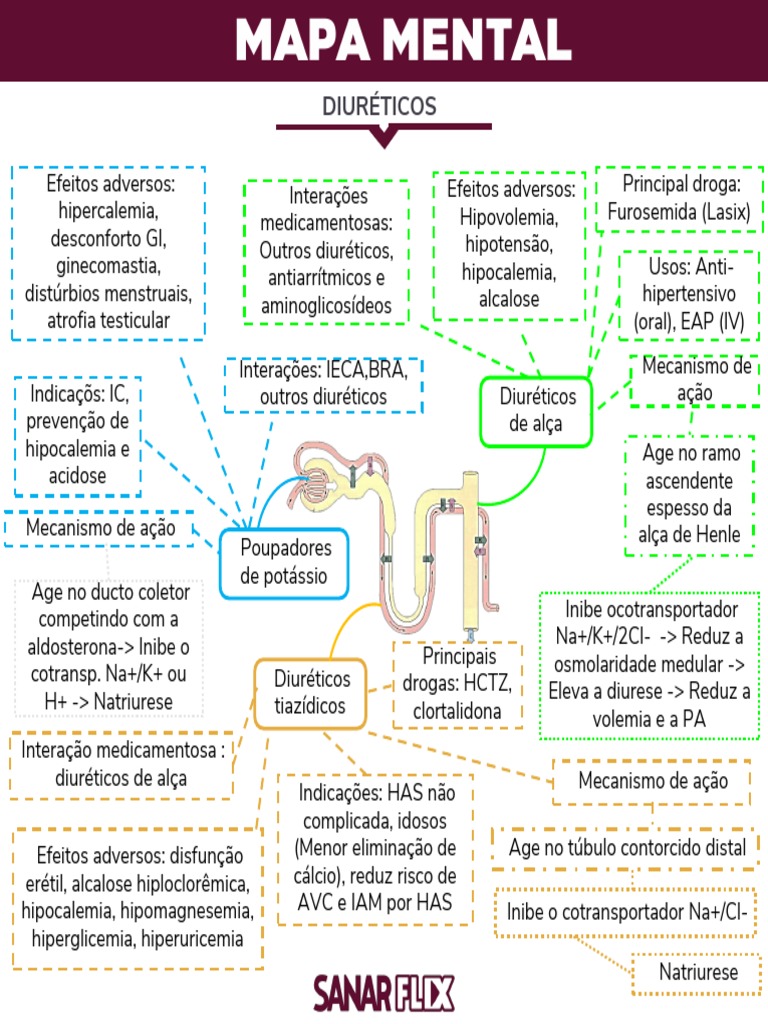 Mapa Mental de Diuréticos e Interações | PDF | Drogas | Especialidades ...