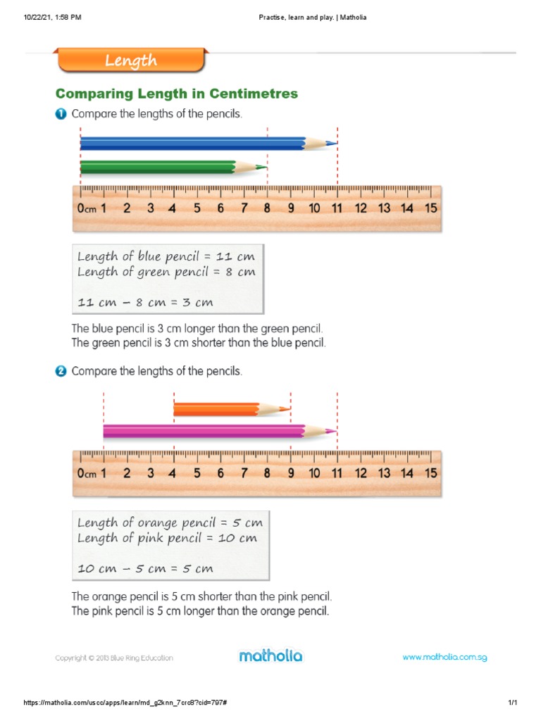 Comparing Length in CM | PDF