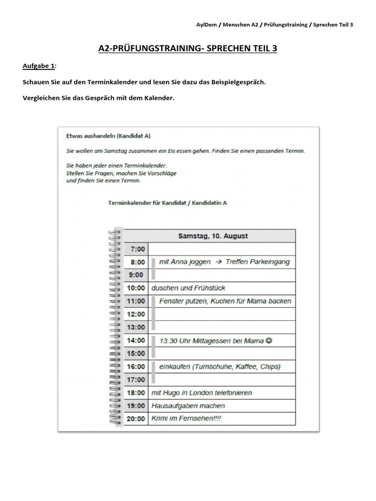 A2-Prüfungstraining-Sprechen Teil 3 | PDF