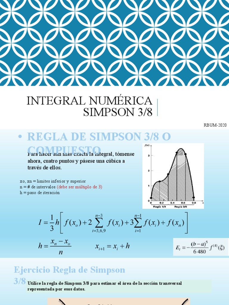 Regla de Simpson 3/8 para el cálculo numérico de integrales | PDF ...