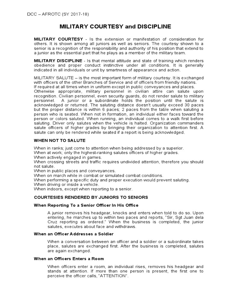 (ROTC) 2-Military, Courtesy and DISCIPLINE | PDF | Military