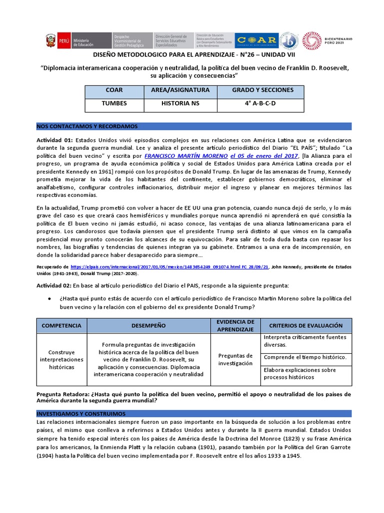 Dmpa 26 Historia | PDF | America latina | Los Estados Unidos