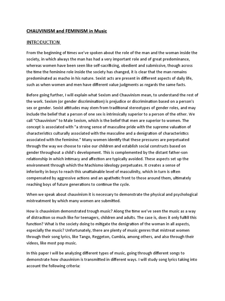 Chauvinism in Music: A Critical Analysis | PDF | Sexism | Machismo