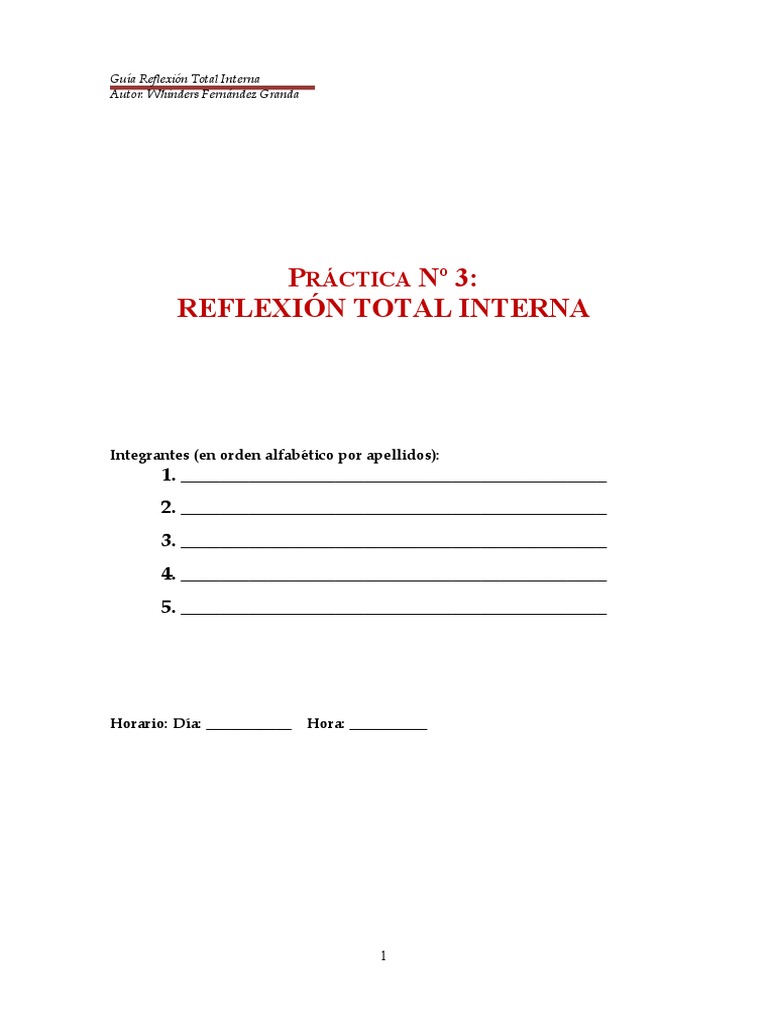 Guía de Reflexión Total Interna | PDF | Reflexión (Física) | Ligero