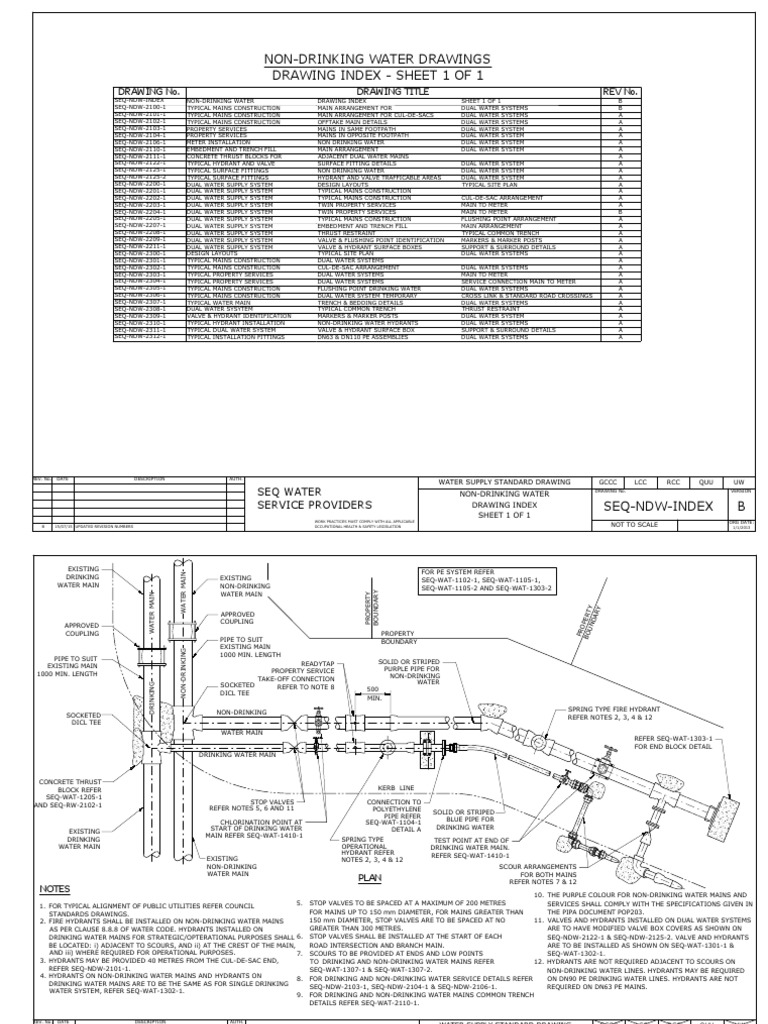 2015 10 27 SEQ Non Drinking Water Drawings | PDF | Pipe (Fluid ...