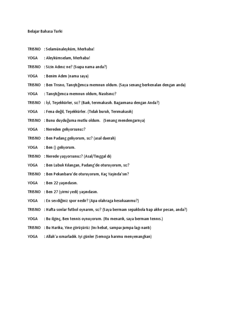 Belajar Bahasa Turki | PDF