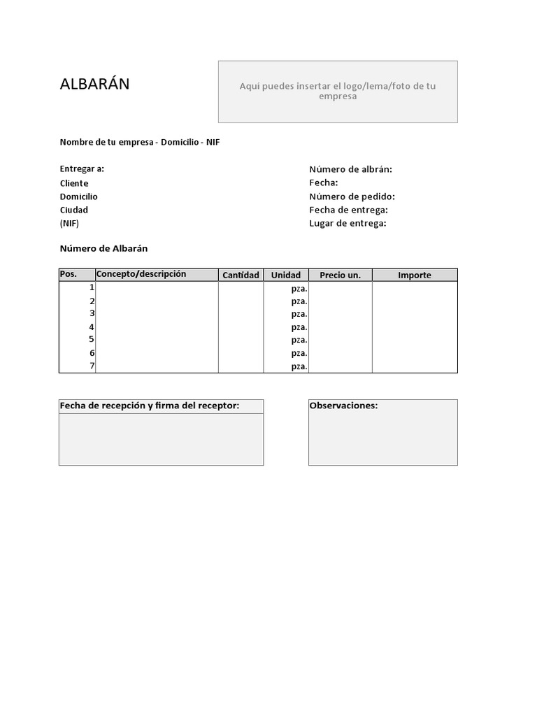 Plantilla Albaran | PDF
