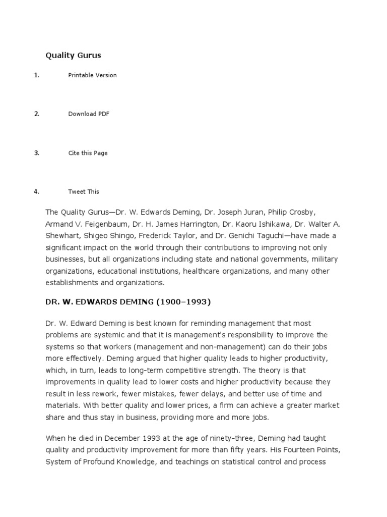 Key Insights from Quality Gurus | PDF | Motivation | Quality