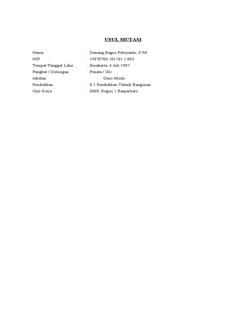 Usul Mutasi Danang | PDF