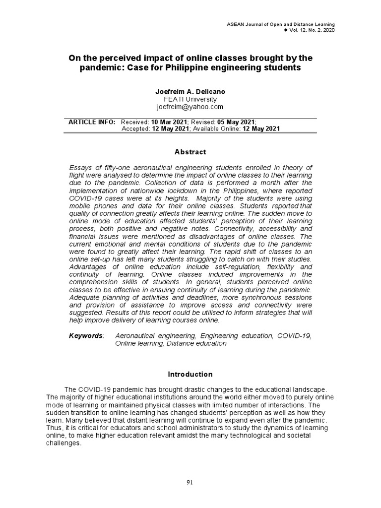 09.on The Perceived Impact | PDF | Educational Technology | Distance ...