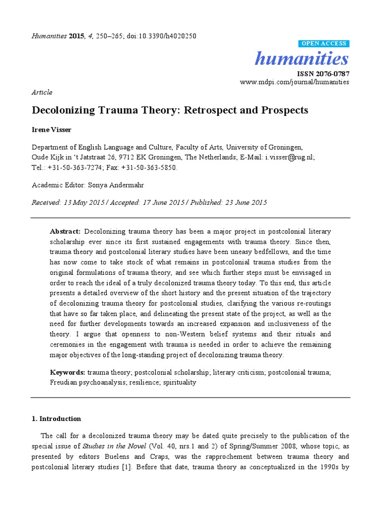 Irene Visser - Decolonizing Trauma Theory - Retrospect and Prospects ...