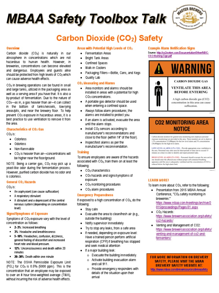 Carbon Dioxide (CO2) Safety | PDF | Carbon Dioxide | Occupational ...