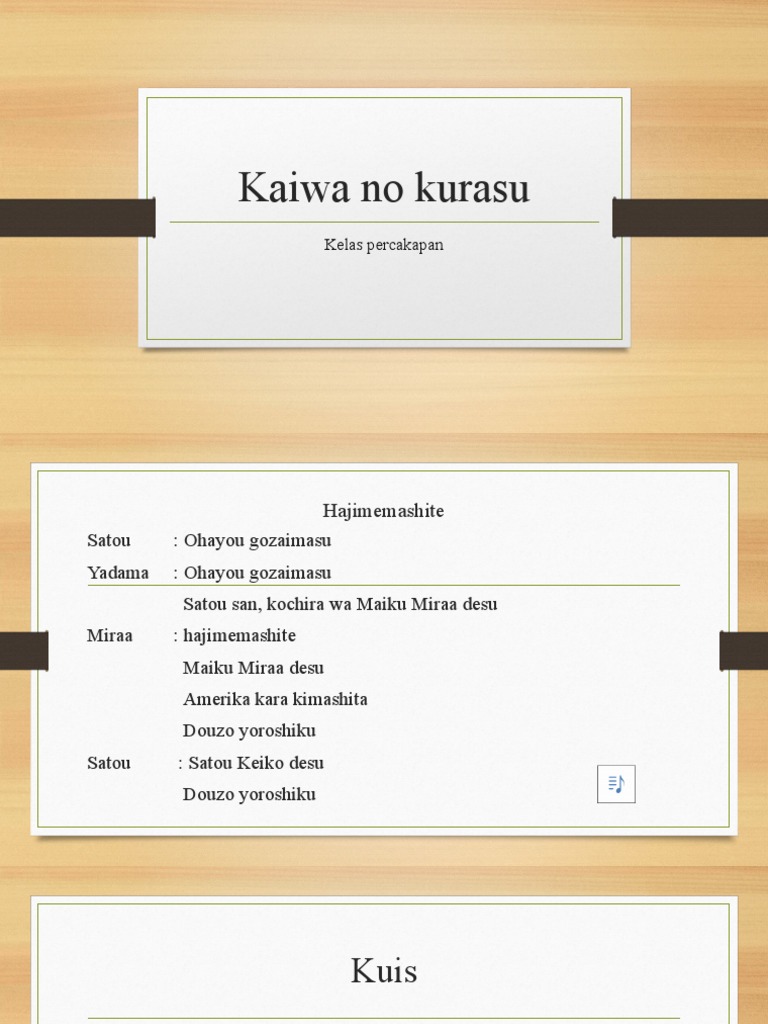 Kaiwa No Kurasu: Kelas Percakapan | PDF