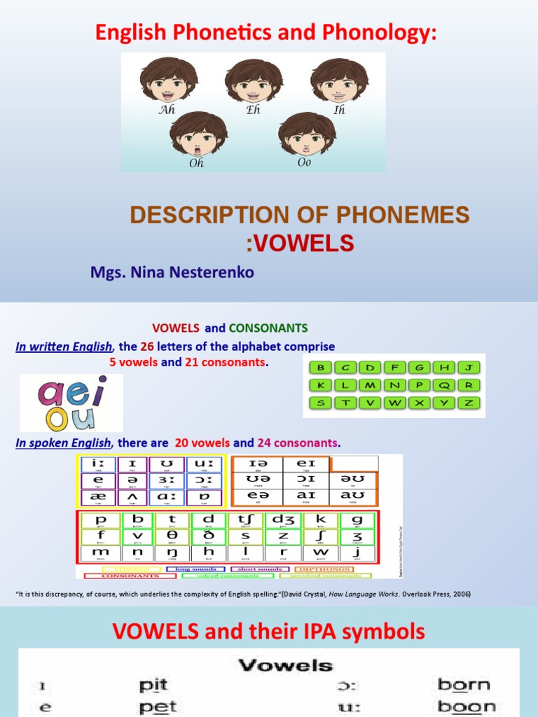English Vowels: Phonetics & Classification | PDF | Vowel | Consonant