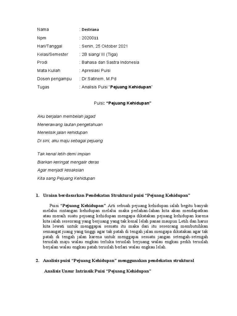 Apresiasi Puisi Destriana | PDF | Puisi