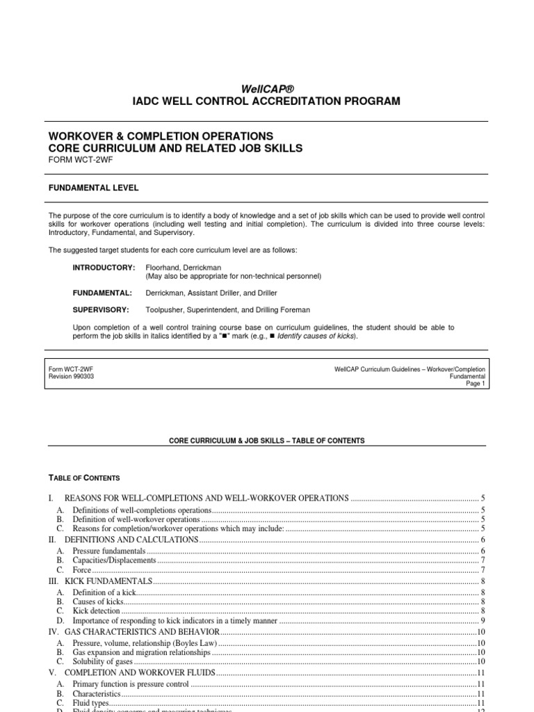 Wellcap Iadc Well Control Accreditation Program | PDF | Pressure | Gases