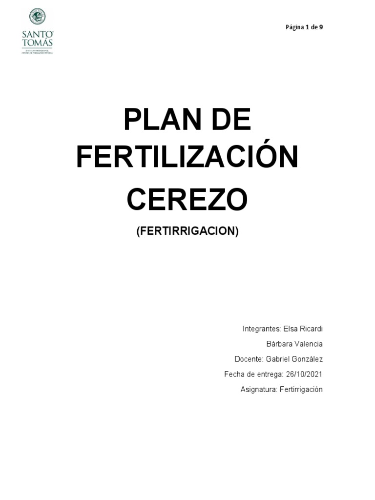 Plan de Fertilización.. | PDF | Fertilizante | Nutrientes