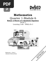 Math9 Quarter1 Module8 FINAL-V3-1 | PDF | Equations | Quadratic Equation