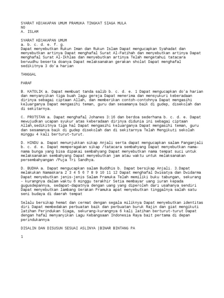 Sku Siaga Mula Bantu Dan Tata | PDF