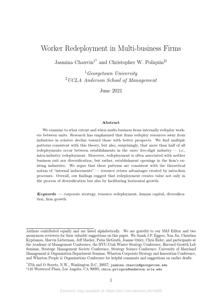 Worker Redeployment in Multi-Business Firms | PDF | Market (Economics ...