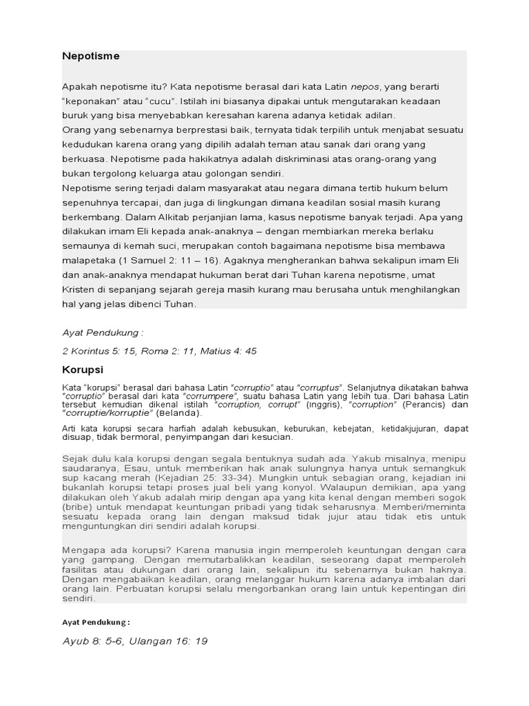 Memahami Nepotisme dan Dampaknya | PDF