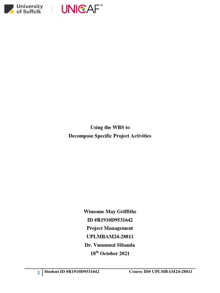 Using WBS To Decompose Specific Project Tasks | PDF | Project ...