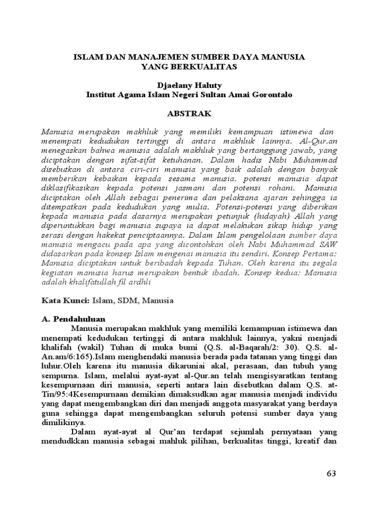 ID Islam Dan Manajemen Sumber Daya Manusia Yang Berkualitas | PDF ...