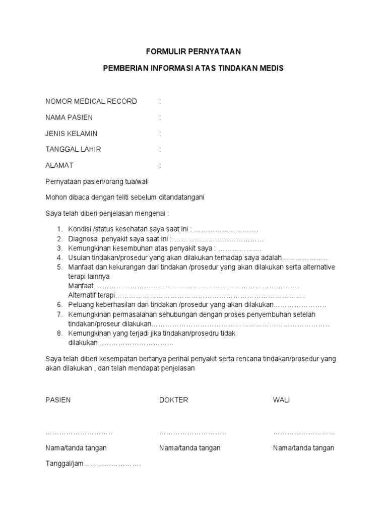 Formulir Informed Consent | PDF
