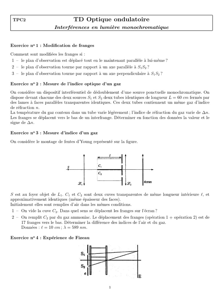 Interferences en Lumiere Monochromatique | PDF | Indice de réfraction ...