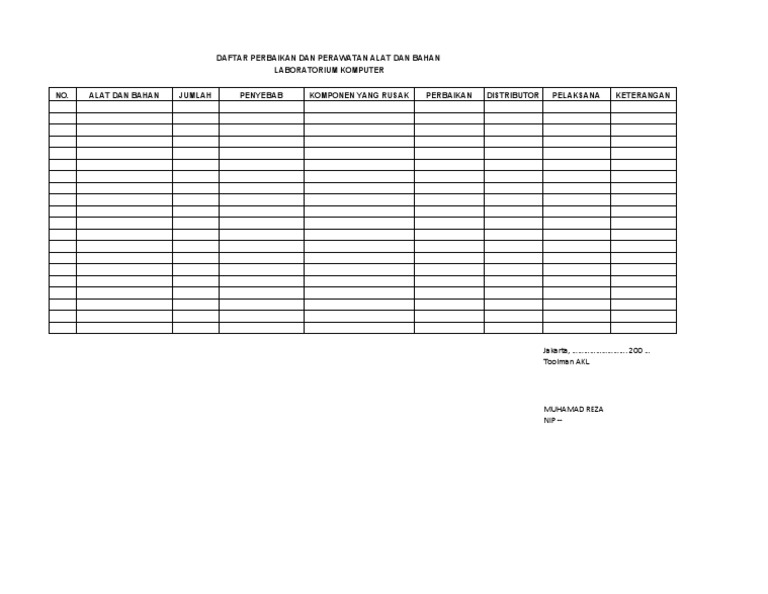 Form Perbaikan Dan Perawatan Alat | PDF