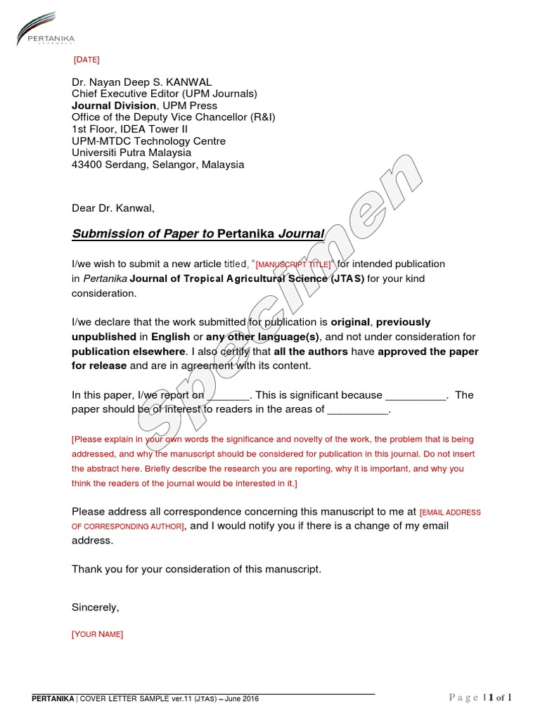 AUT Cover Letter (Sample) Ver.11 (JTAS) - 6 June 2016 | PDF | Foreign ...