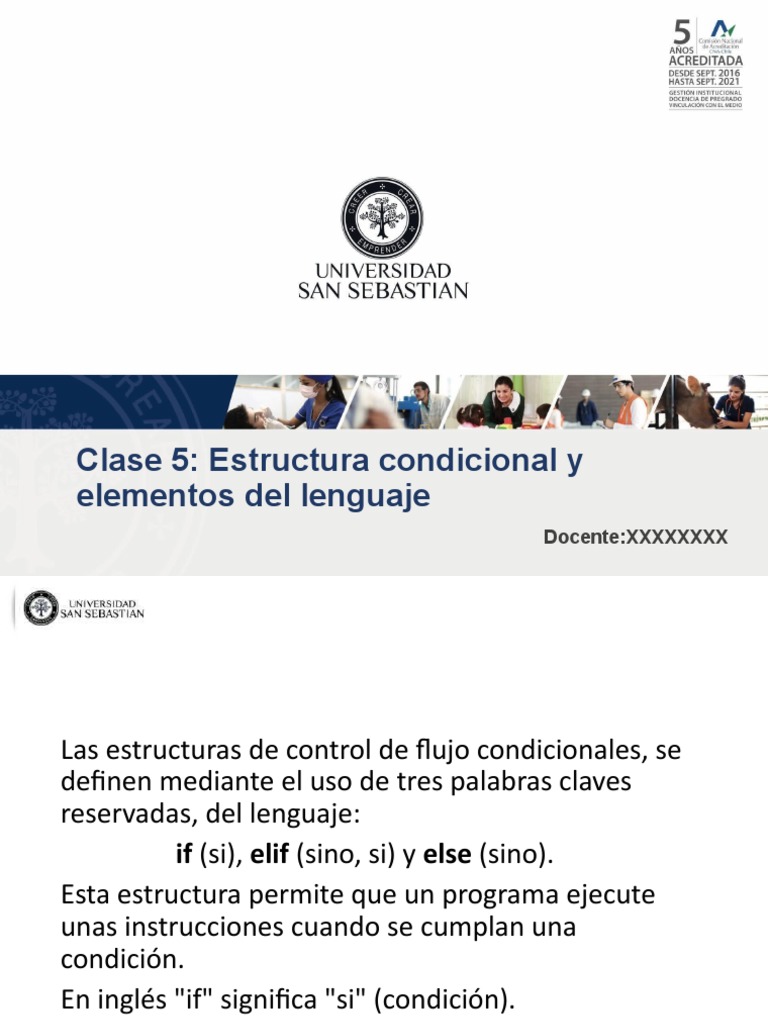 Clase 5 - Estructura Condicional y Elementos Del Lenguaje | PDF | Flujo de control | Python ...