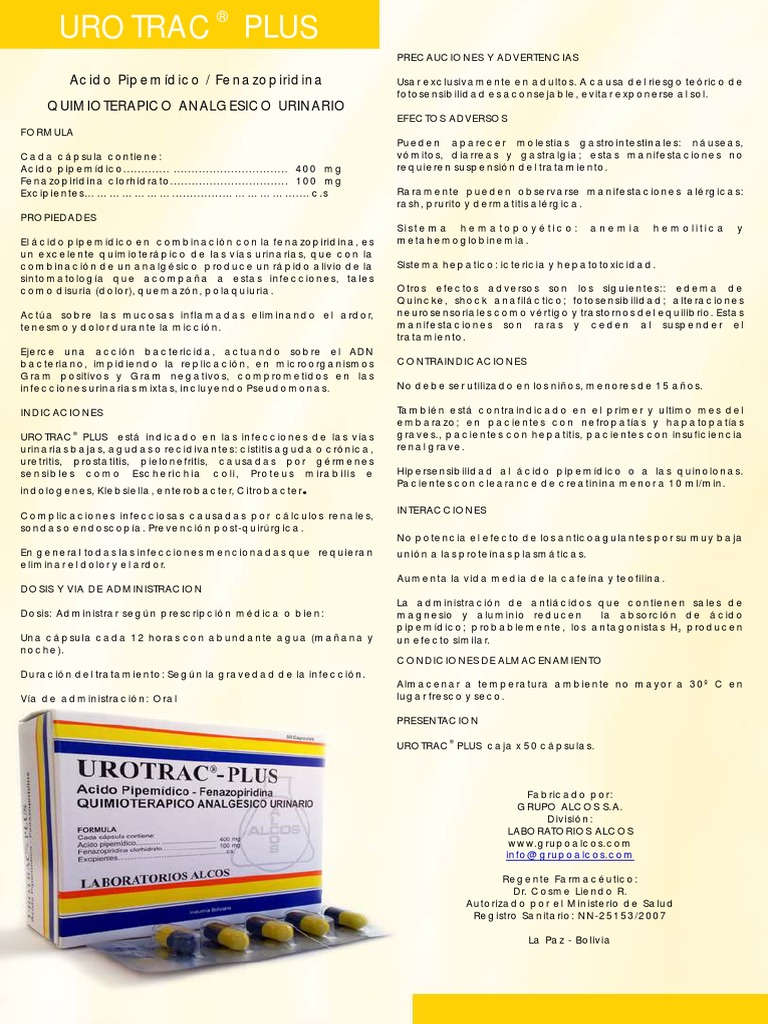 Prospecto Urotrac | PDF | Infección del tracto urinario ...