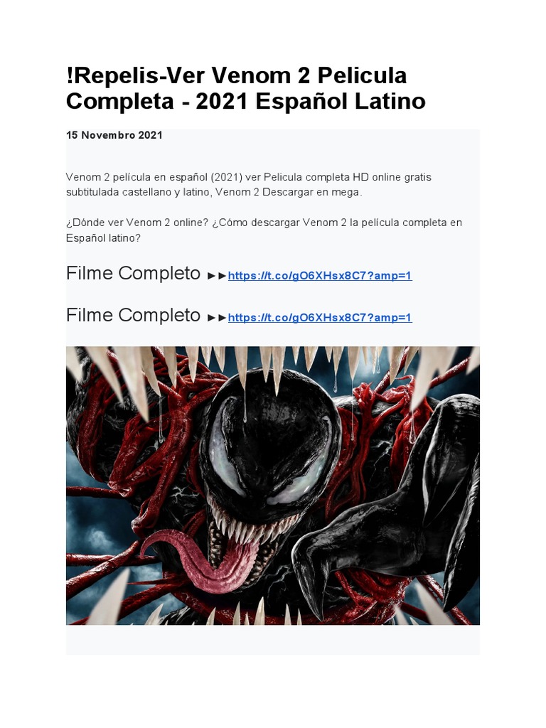 Repelis Ver Venom 2 Pelicula Completa 2021 Espanol Latino | PDF ...