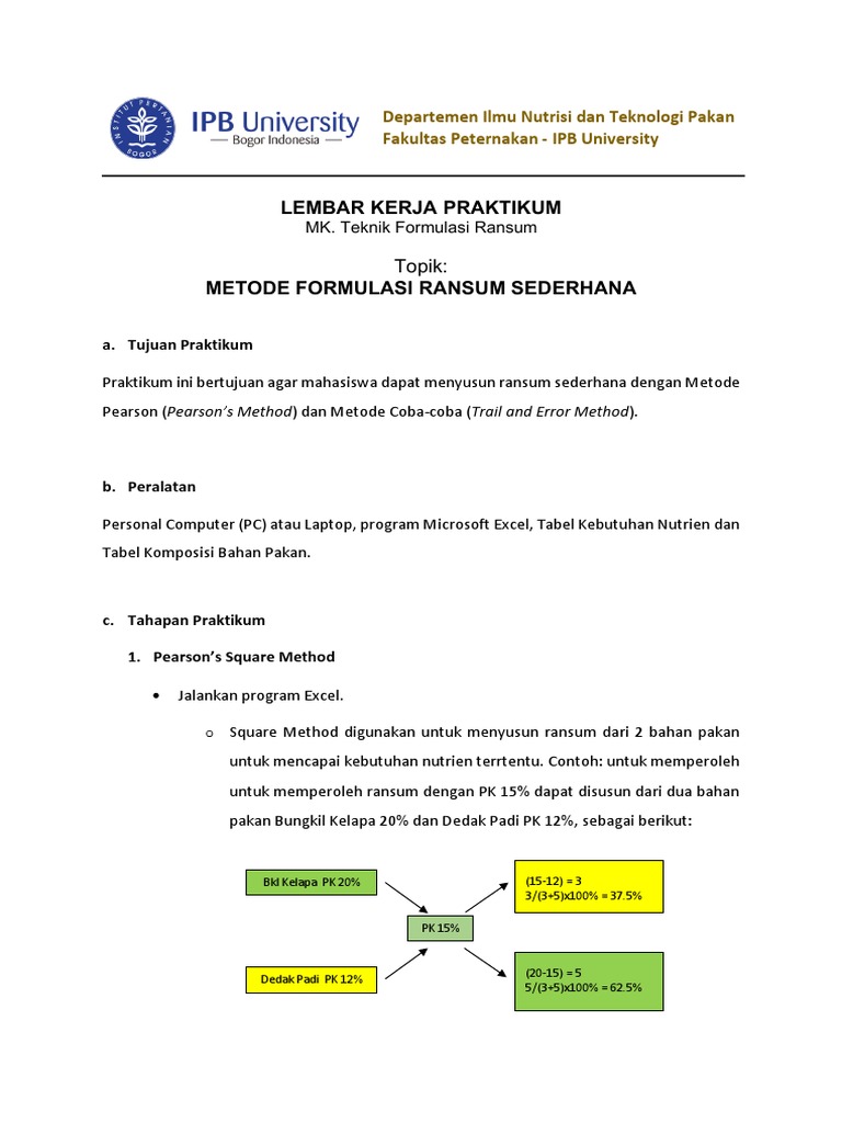 03 Praktikum - Metode Formulasi Ransum Sederhana | PDF
