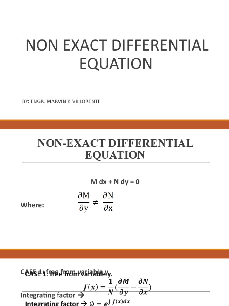 Non Exact Differential Equation | PDF