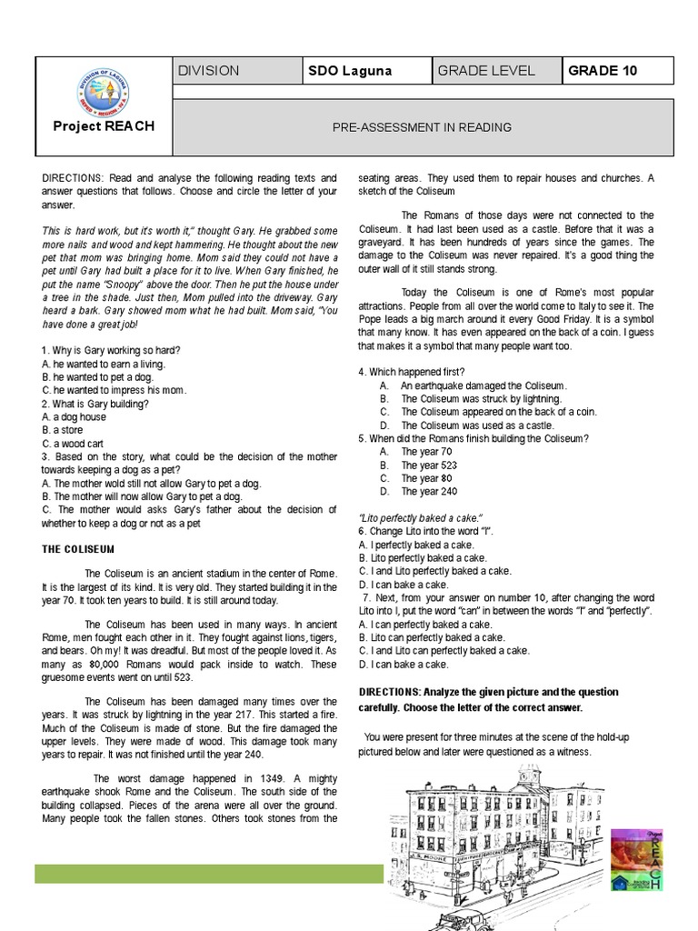 Grade 10 - Pre Assessment in Reading | PDF | Tea