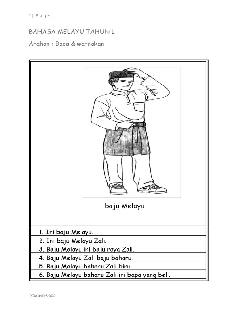 Bahasa Melayu Tahun 1 Baca Dan Salin | PDF