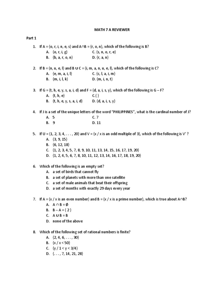 Math 7 A Reviewer | PDF | Rational Number | Integer
