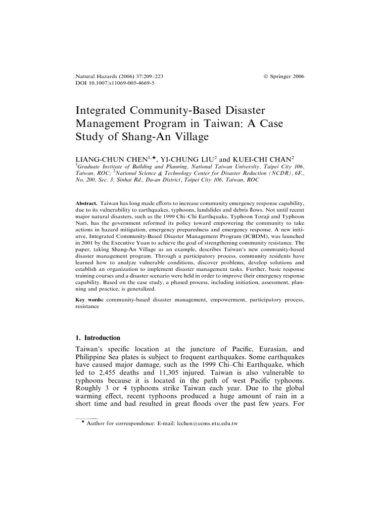 s11069 005 4669 5.PdIntegrated Community Based Disaster | PDF ...