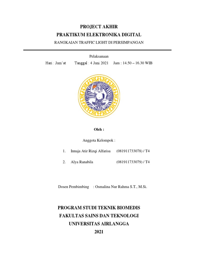 078 Dan 079 - INNAJA DAN ALYA - PROGRESS REPORT PROJECT PRAKTIKUM ELEKTRONIKA DIGITAL | PDF