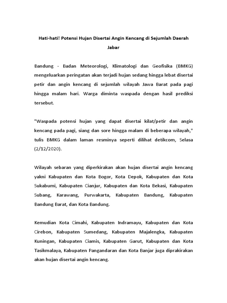 Teks Berita Cuaca | PDF