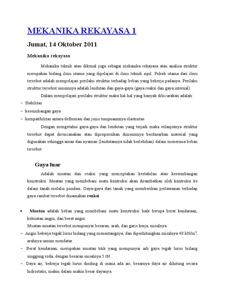 Mekanika Rekayasa 1 | PDF