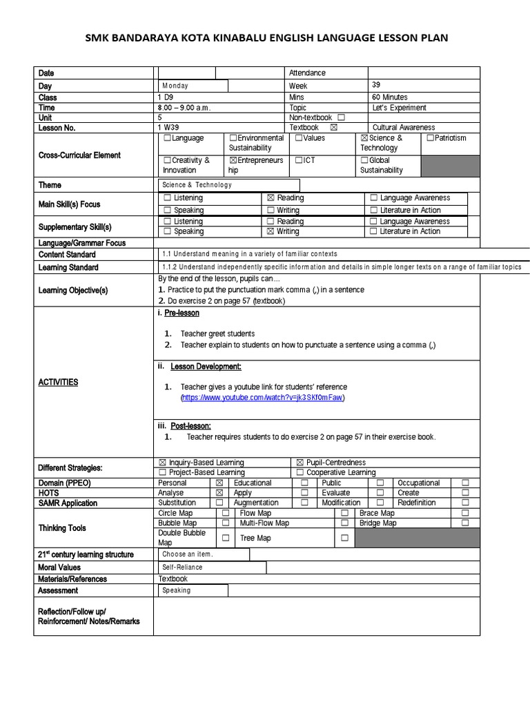 RPH M39 | PDF | Lesson Plan | Educational Technology