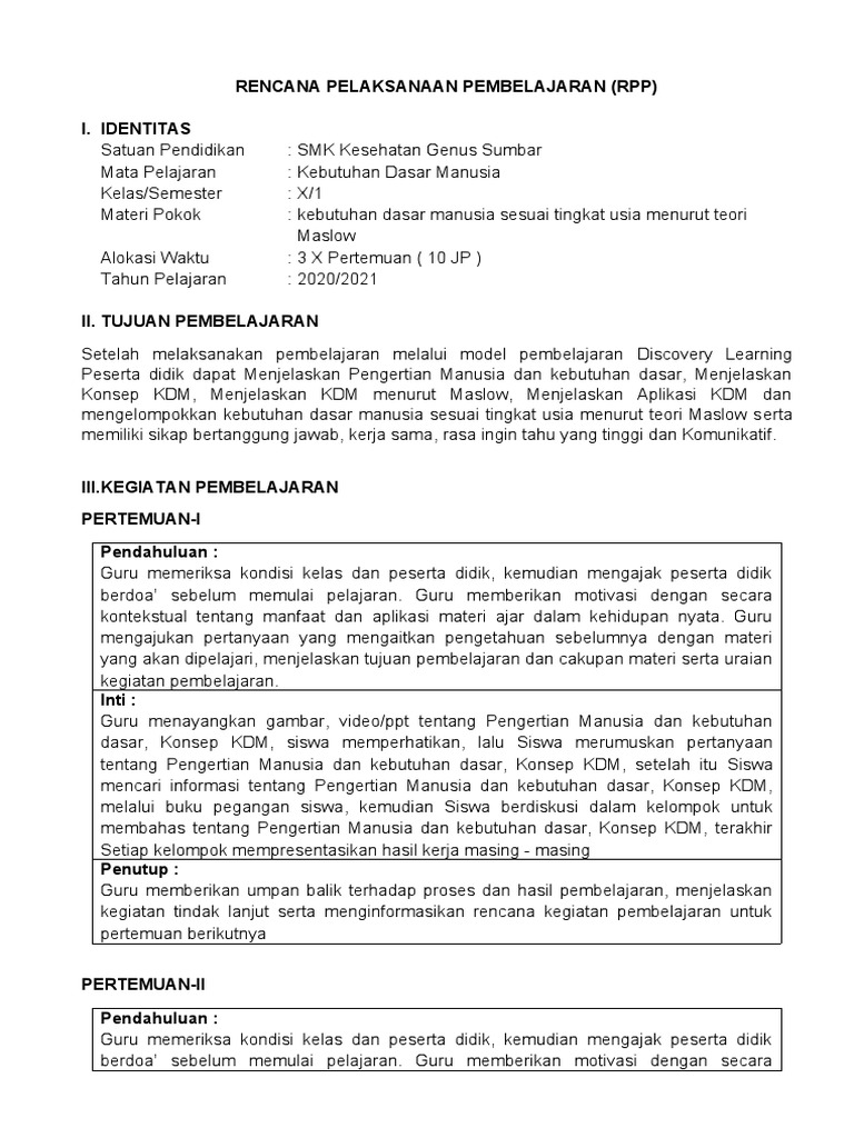 01-RPP KDM Menurut Maslow | PDF | Karier & Perkembangan