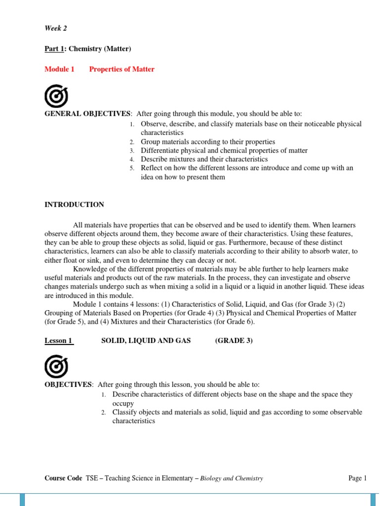 Learning Module BTECH TBC - Part1.chem Module1 | PDF | Decomposition | Mixture