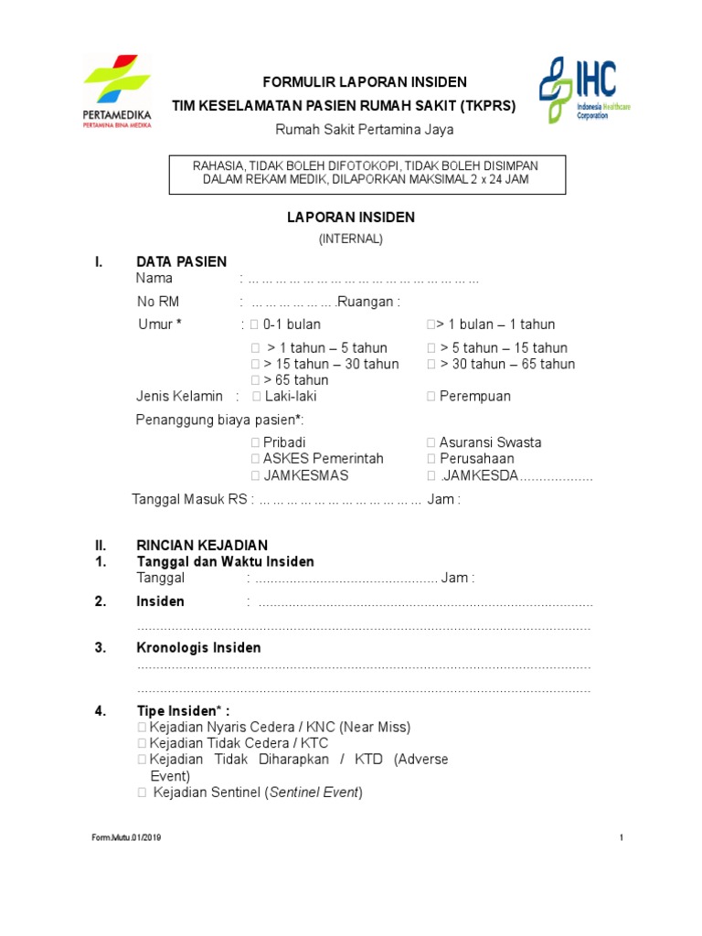 Form Laporan Insiden 1 | PDF